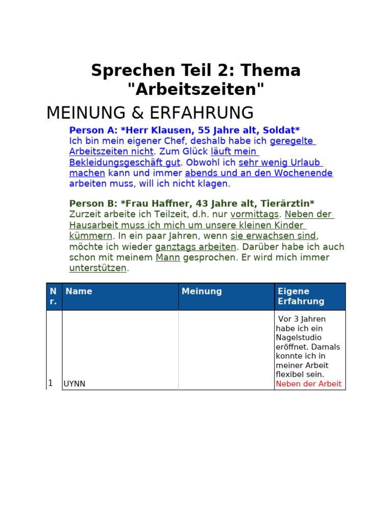 Sprechen Teil 2 1 | PDF
