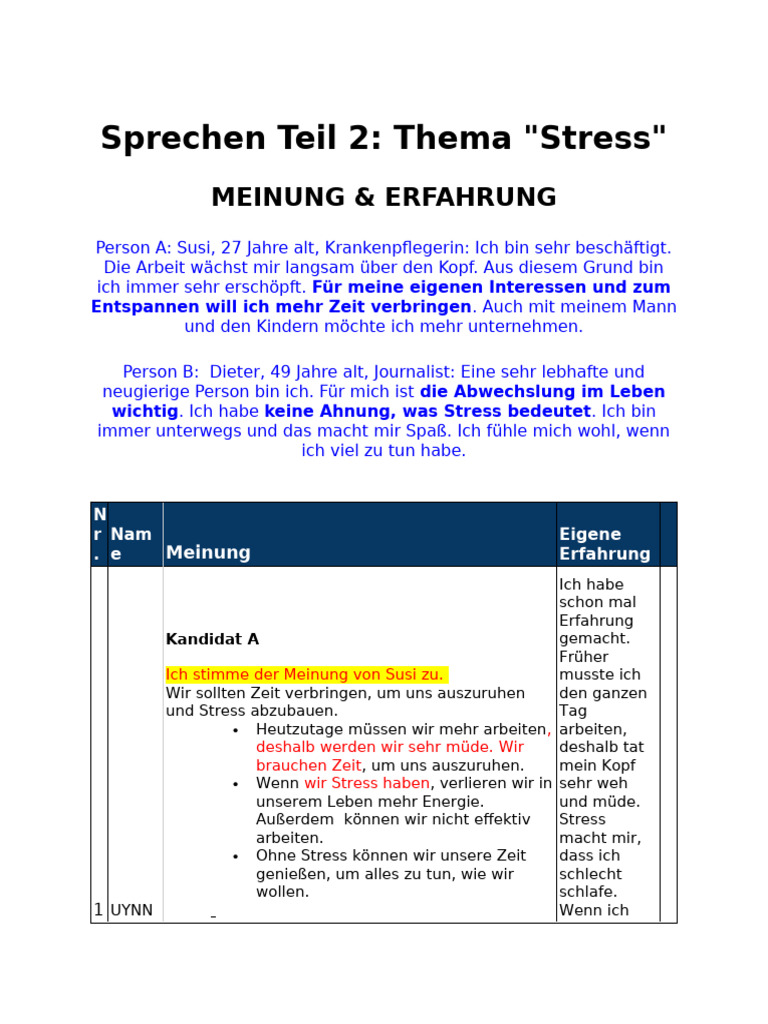 Sprechen Teil 2 3 | PDF