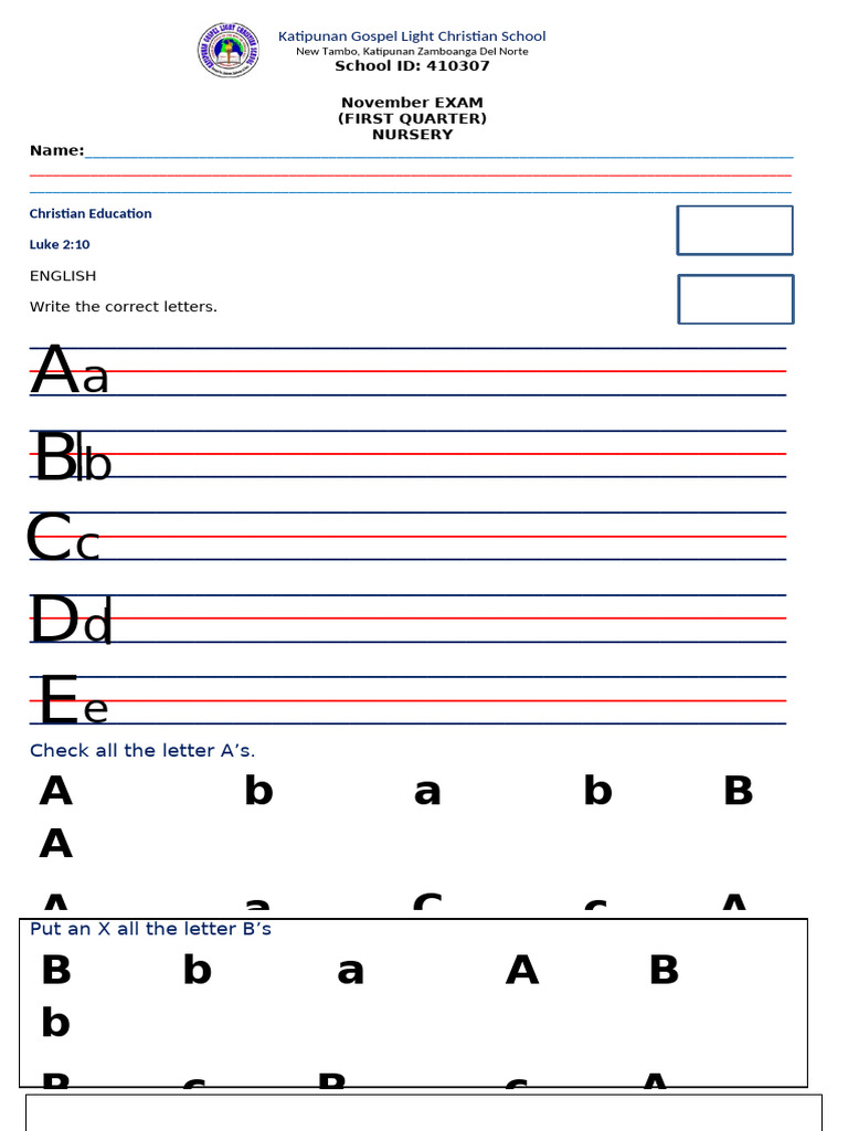 November Exam Nursery 2023 | PDF