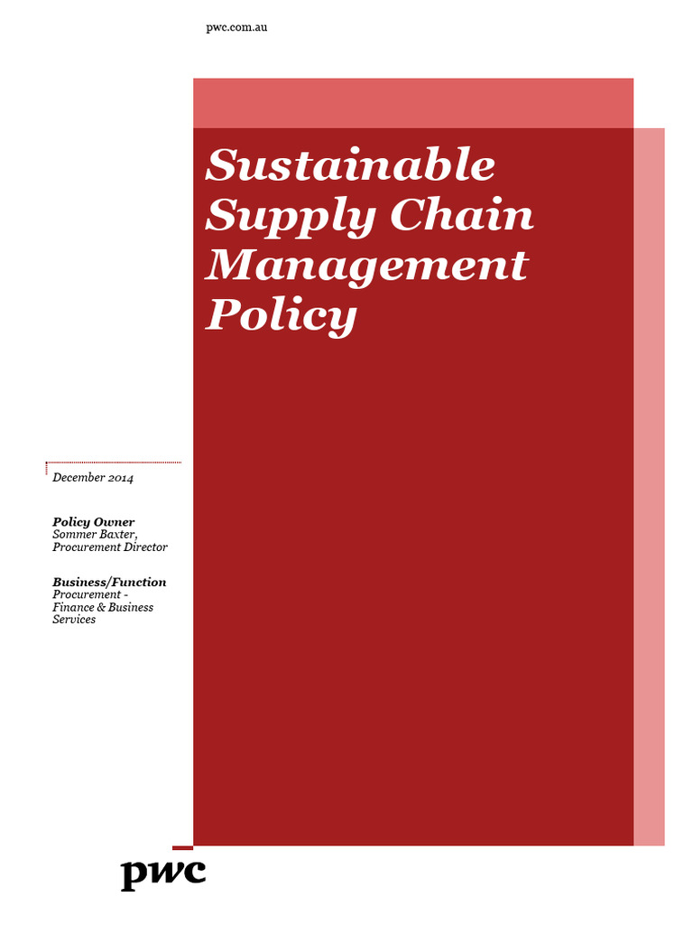 Supply Chain Management Policy Dec14 | PDF