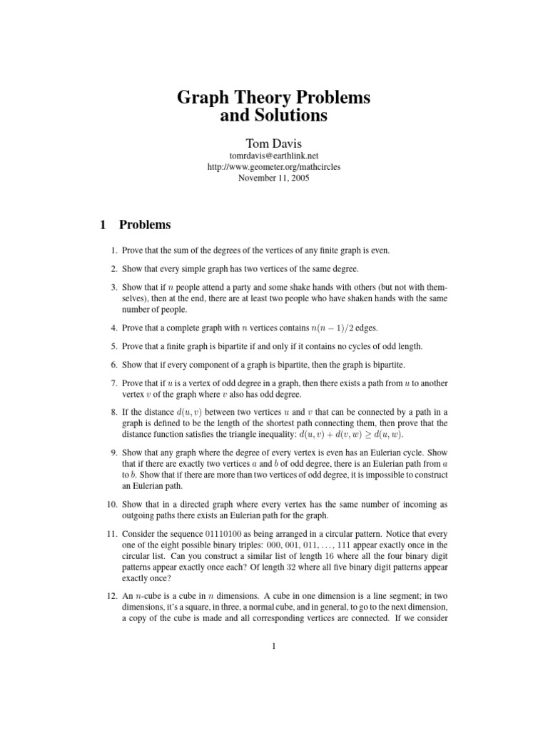 Graph Theory Problems and Solutions | PDF