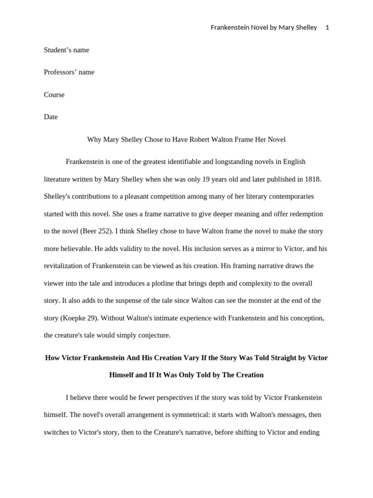 Frankenstein Novel by Mary Shelley | PDF