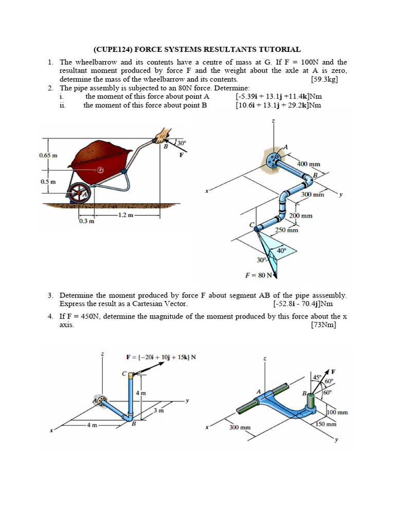 Cupe 124 Force Systems Resultants Tutorial | PDF
