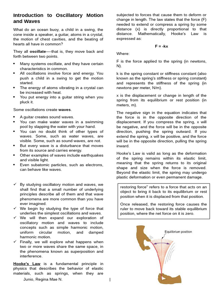 Introduction To Oscillatory Motion and Waves | PDF