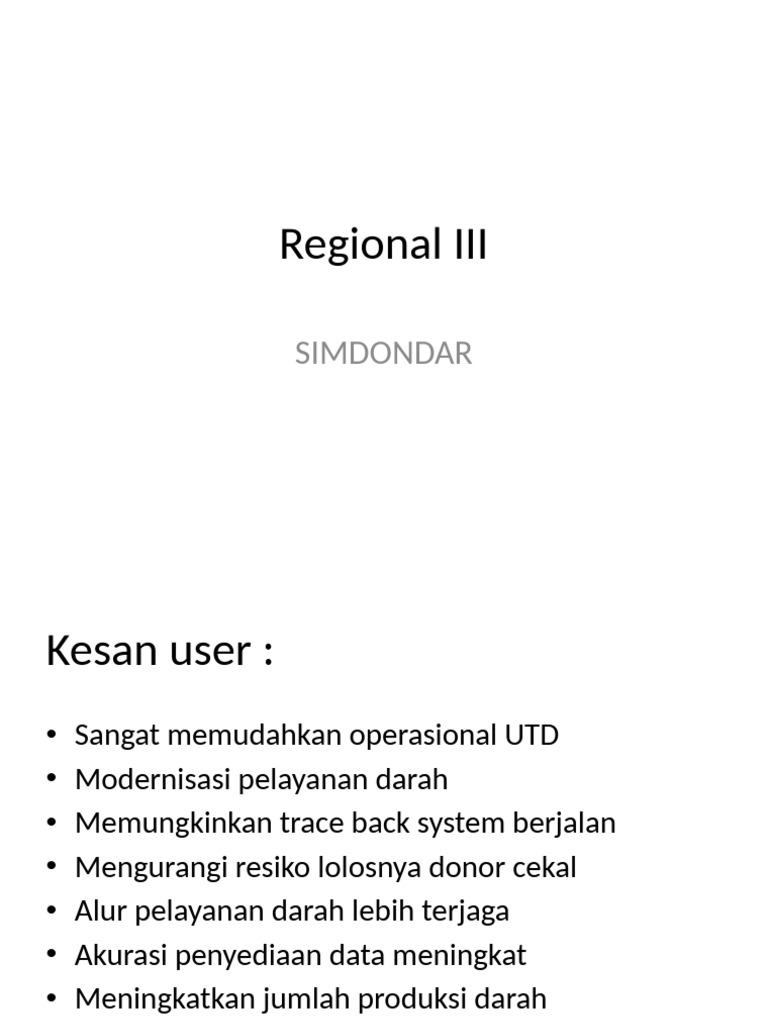 Regional III - Pengembangan SIMDONDAR | PDF