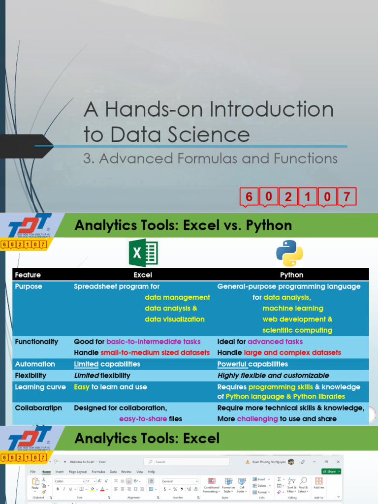A Hands-On Introduction To Data Science: 3. Advanced Formulas and Functions | PDF