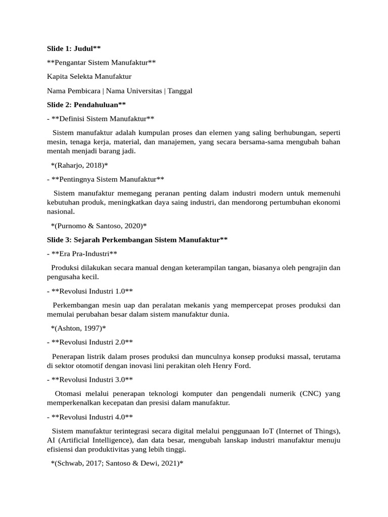 Materi Presentasi Kel 1 (Pengantar Sistem Manufaktur) | PDF