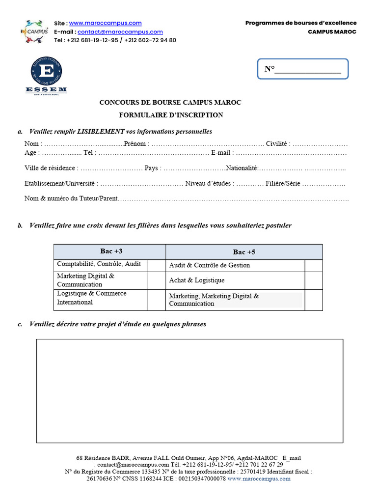 ESSEM - CONCOURS DE BOURSE CAMPUS - Front - Page - 1724073543 | PDF