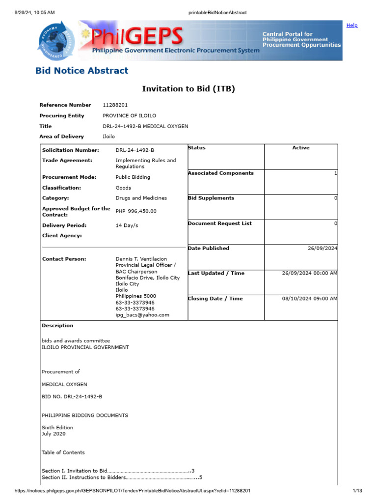 Philgeps Opportunity September 26 2024 - 1 | PDF | Specification ...