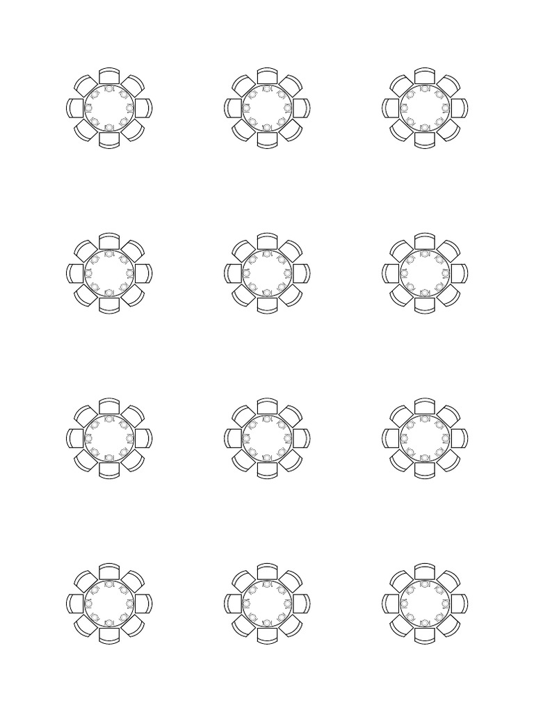 12 Circular Tables 8 Seats Grid Template | PDF