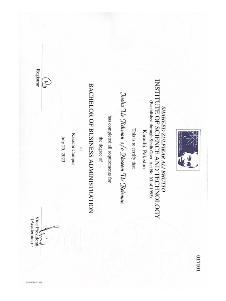 Passing Certificate and Final Transcript - 1911114 | PDF