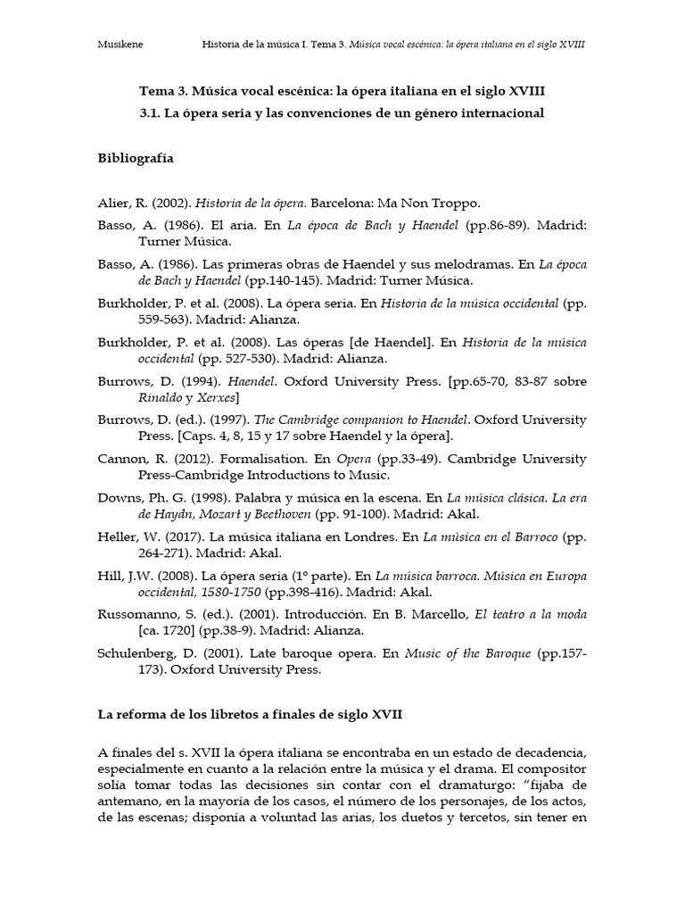Tema 3 - 3.1. Opera Seria Italiana S. XVIII - RESUMEN | PDF