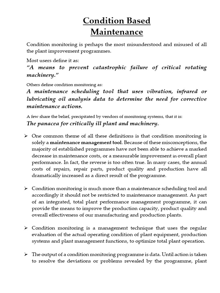 Condition Based Maintenance Notes | PDF | Mechanical Engineering ...