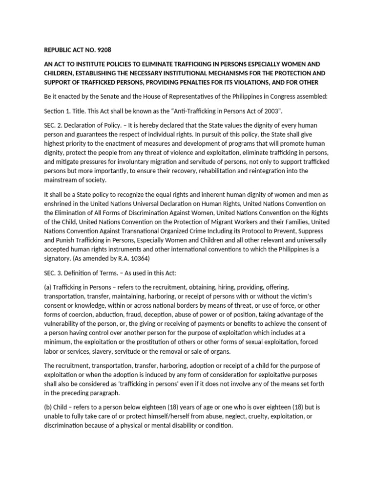 Anti Human Trafficking Law | PDF