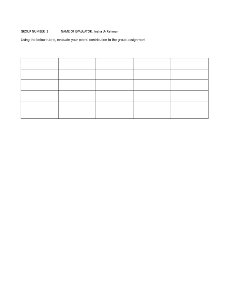 Group Project Peer Evaluation | PDF