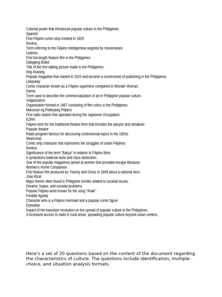 Quiz Pop Culture Guide | PDF