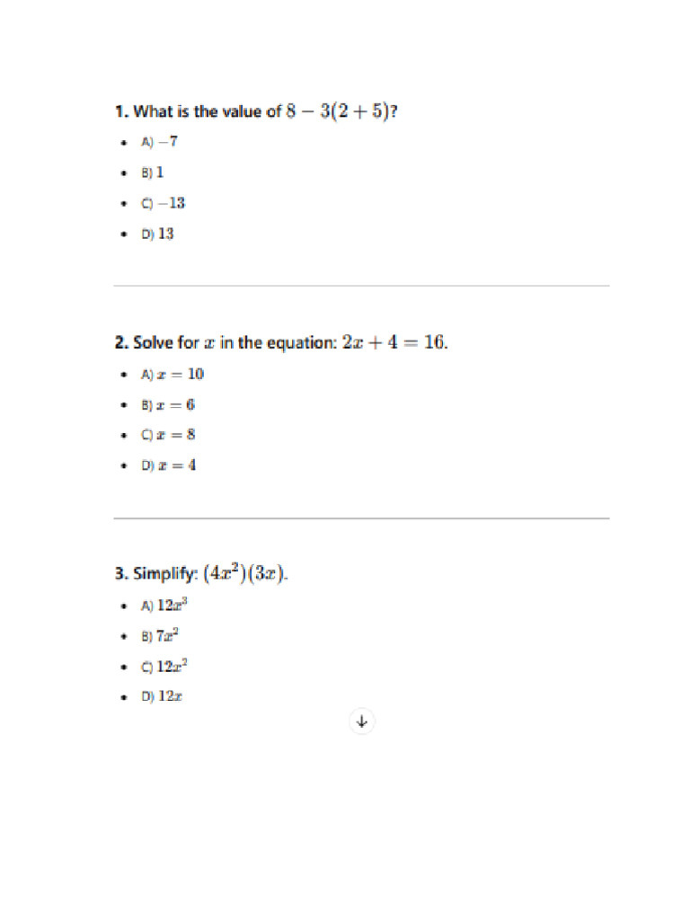 Fundamentals of Mathematics Test 1 | PDF