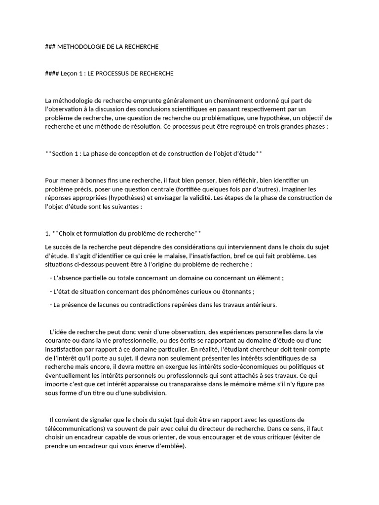 Methodologie de La Recherche | PDF