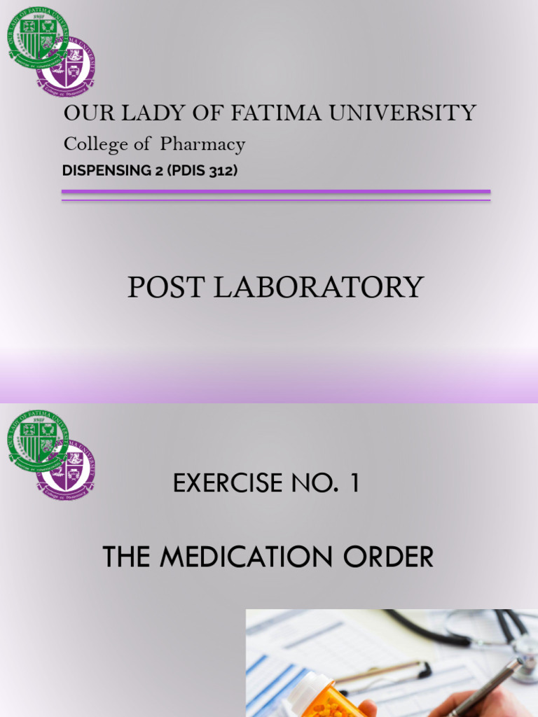 Exercise No.1 The Medication Order C. Post Lab | PDF