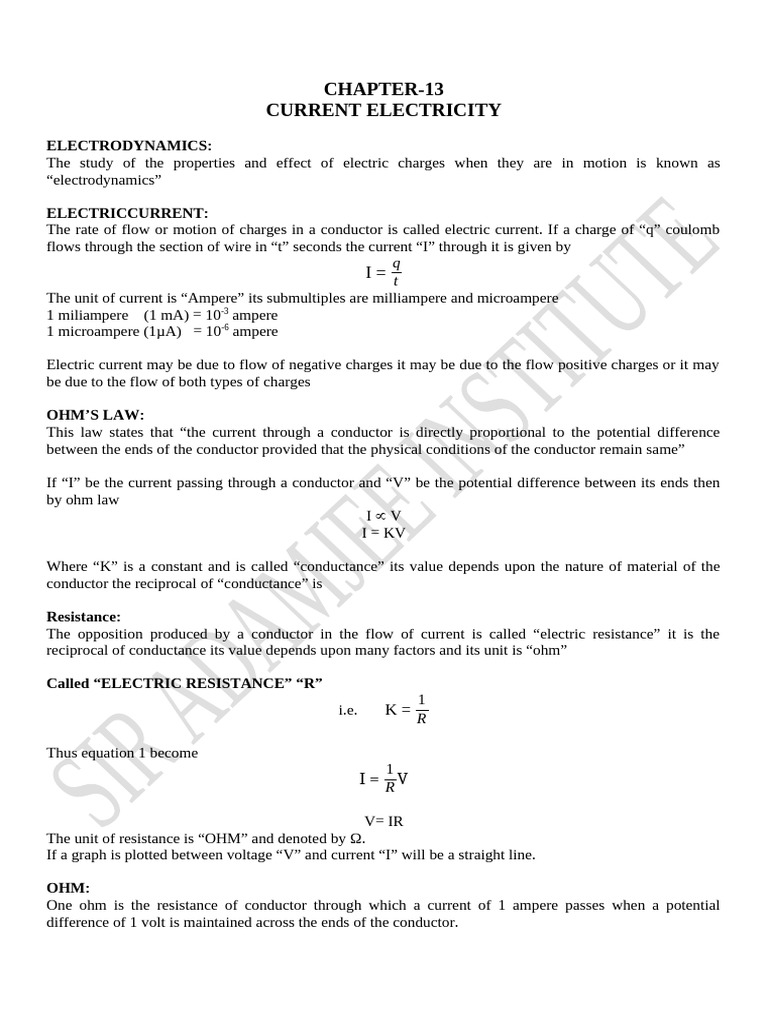 Current Electricity | PDF