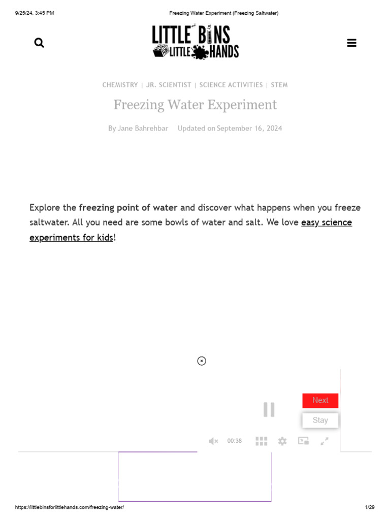 Freezing Water Experiment (Freezing Saltwater) | PDF