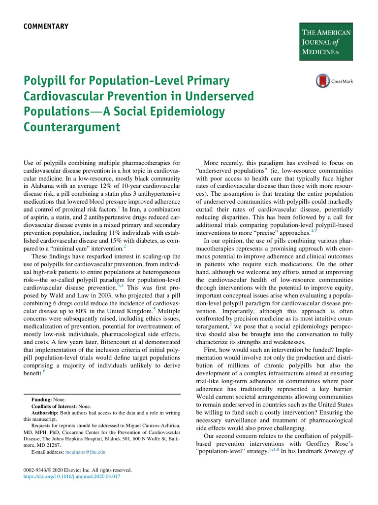 Polypill For Population Level Primary Cardiovascul | PDF