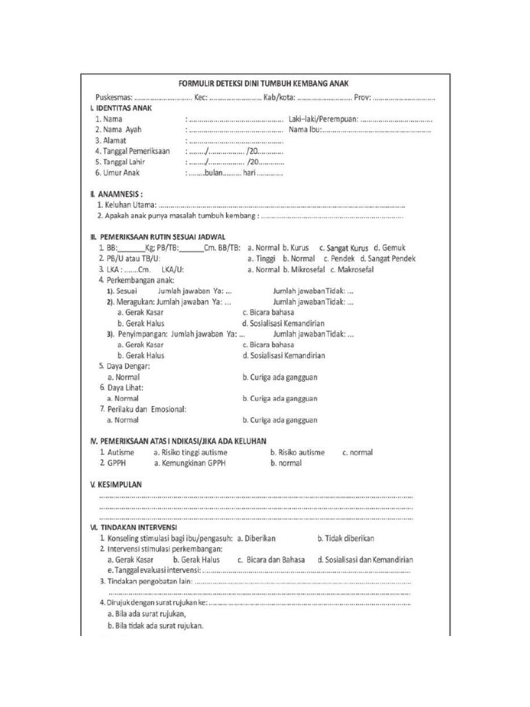 Instrumen KPSP Usia 36 - 72 Bulan | PDF