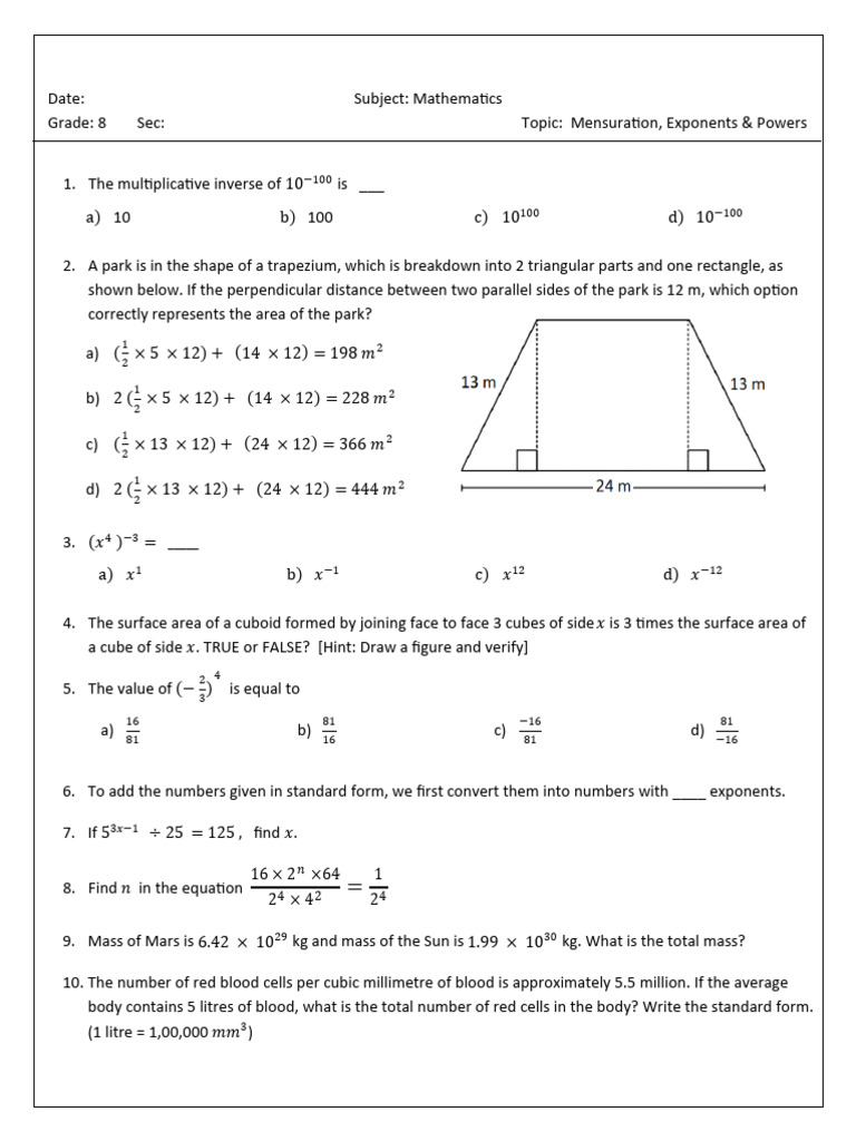 Gr8-Math-AE-Rev WS02 | PDF
