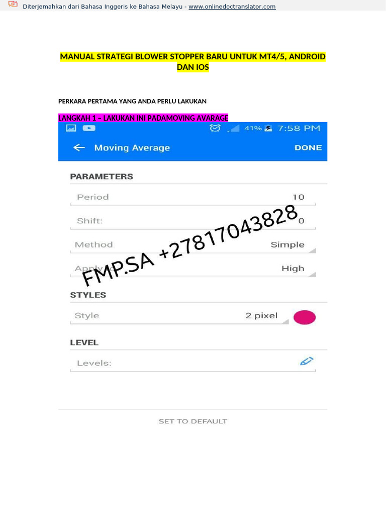 Malay - New Blower Stopper Strategy Manual For Mt4.en - Ms | PDF
