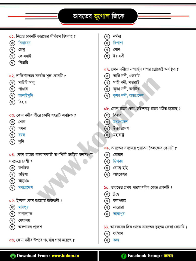 Indian Geo MCQ | PDF