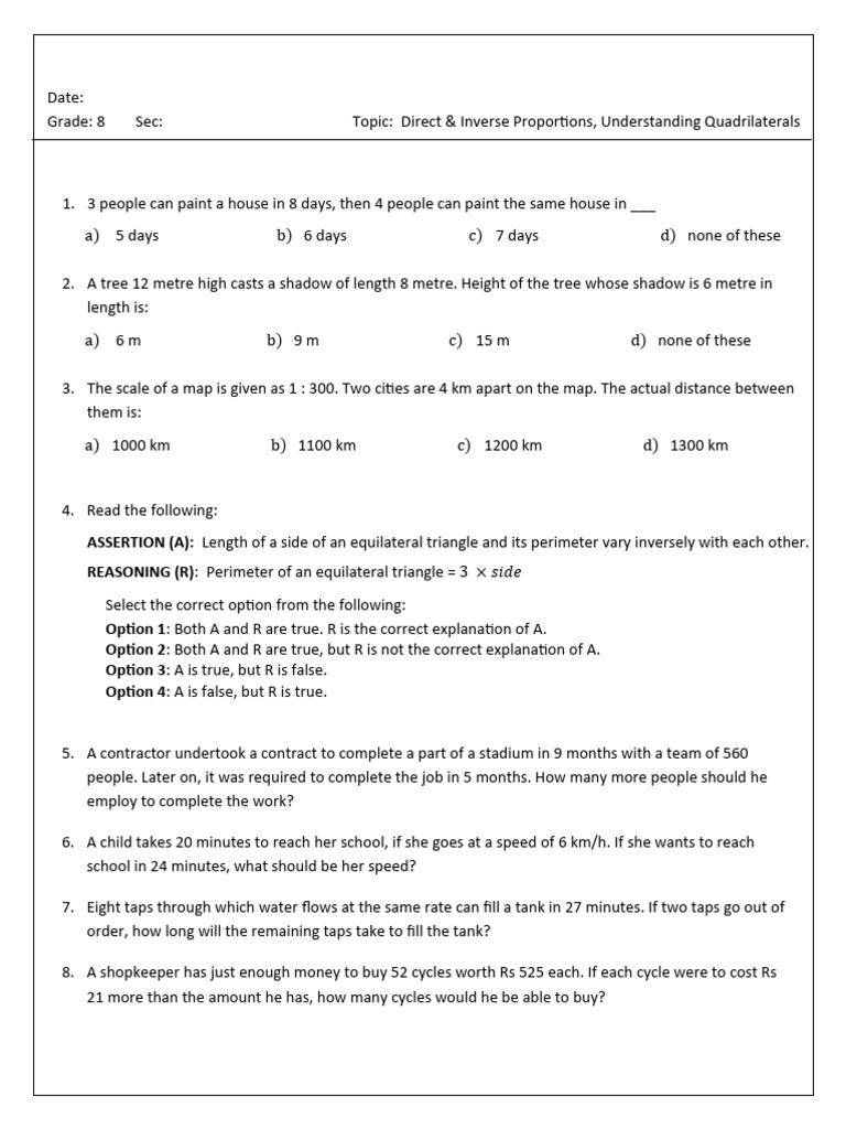 Gr8-Math-AE-Rev WS01 | PDF
