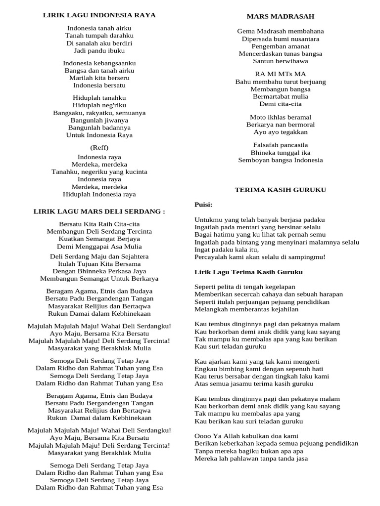 Lirik Lagu Indonesia Raya | PDF