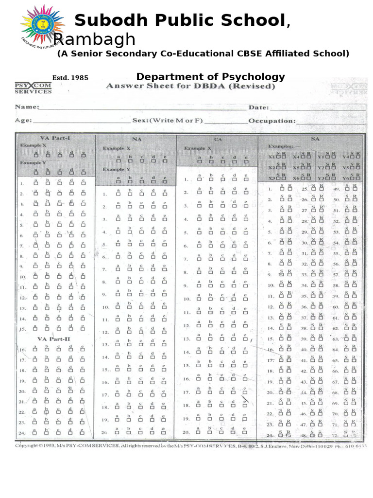 DBDA Answer-Sheet | PDF