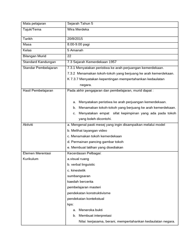 RPH Sej (Part 1) | PDF