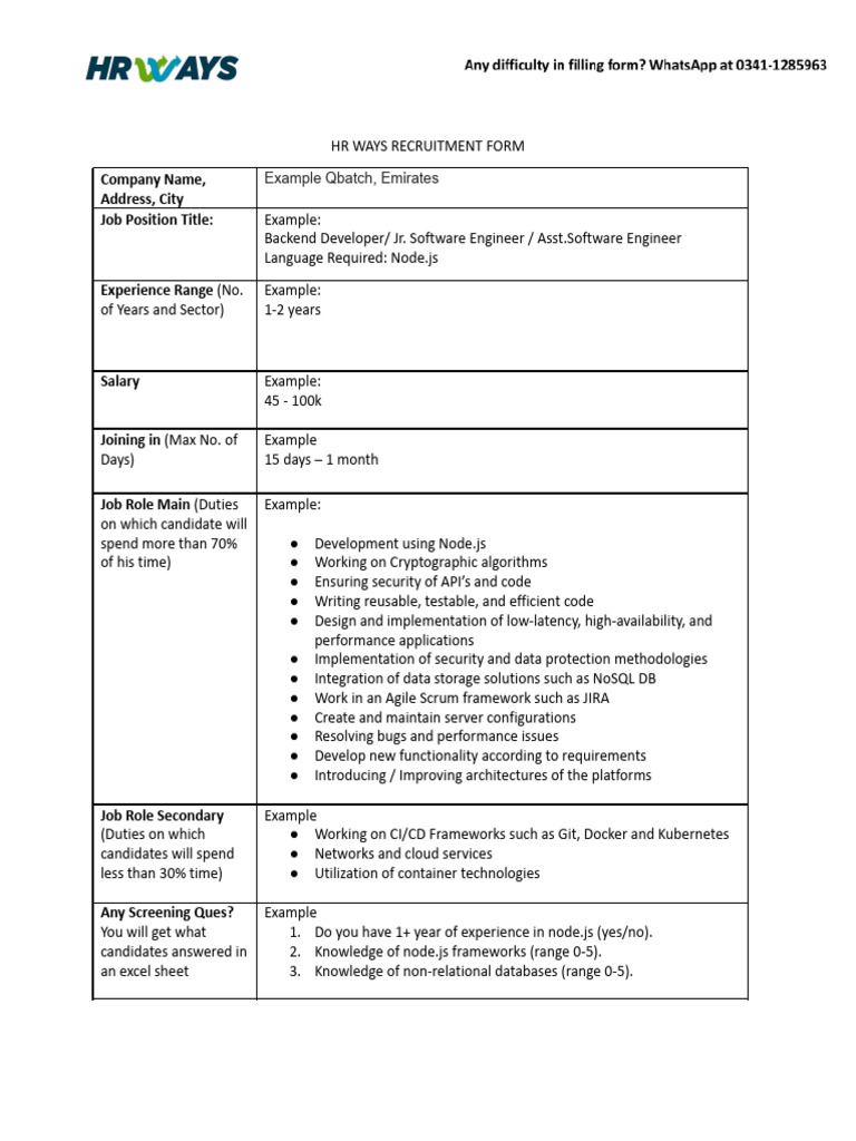 Recruitment Form | PDF