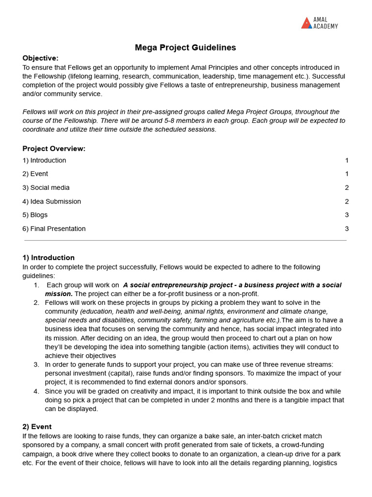Mega Project Guidelines SU24 B-328 | PDF