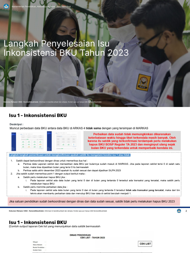 Langkah Penyelesaian Dan Penanganan Isu Inkonsistensi Data BKU Tahun 2023 | PDF