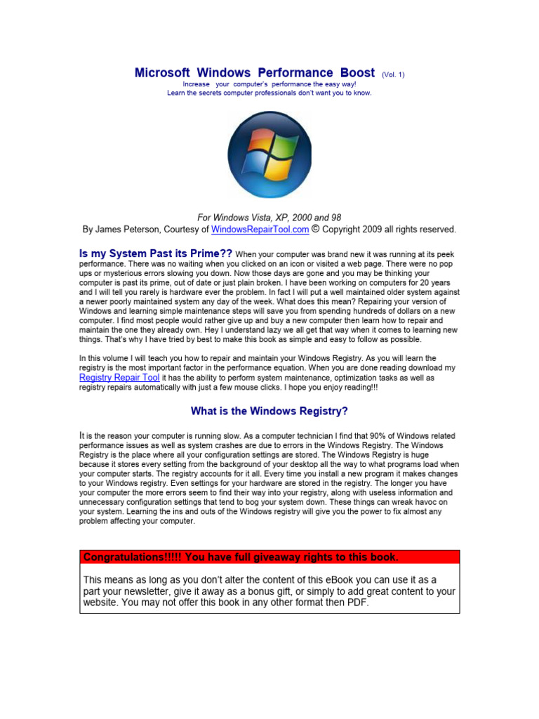 Microsoft Windows Performance Boost | PDF