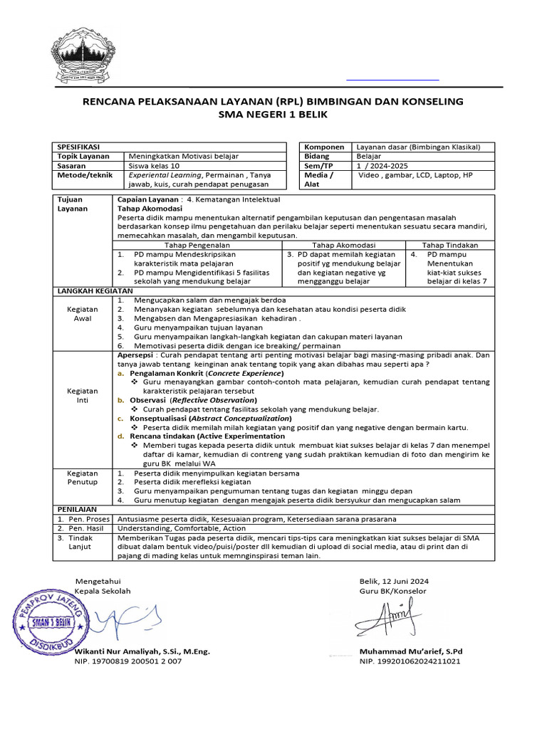 Modul Ajar BK Kelas x.6 Fase e Fixed | PDF