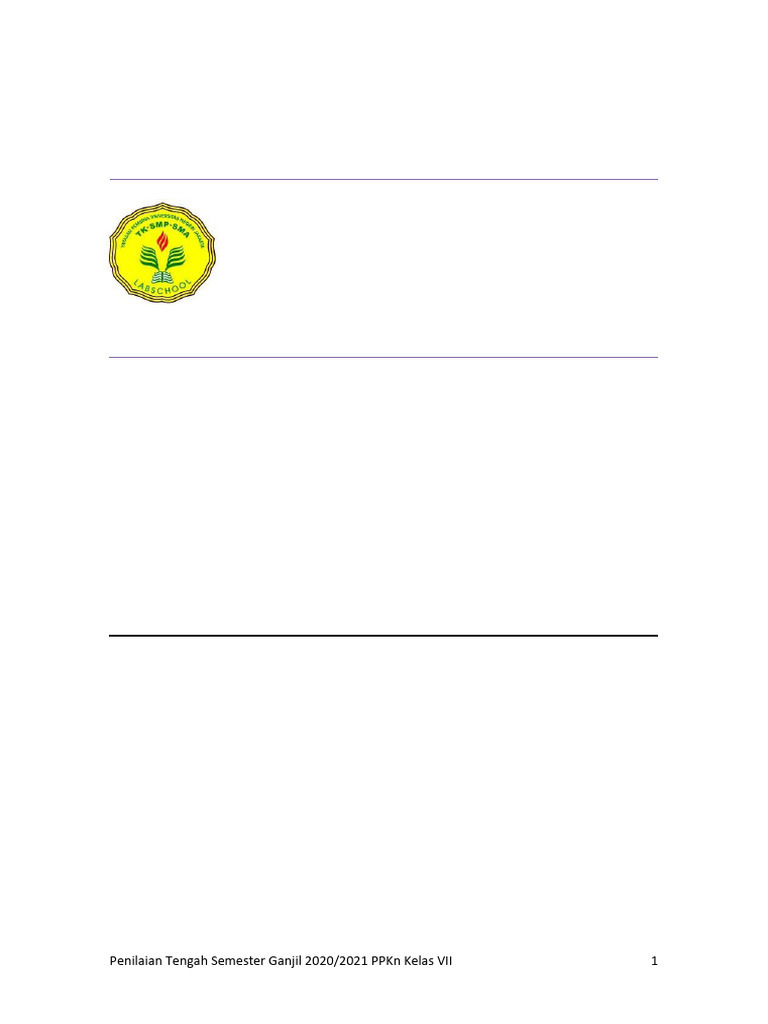 SOAL PTS PPKN Kelas 7 Semester I 2020 | PDF