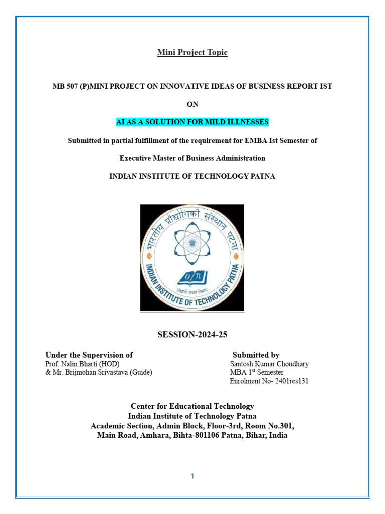 Mini Project Report - Ai As A Solution For Mild Illnesses | PDF ... Mini Project Report - Ai As A Solution For Mild Illnesses | PDF ...