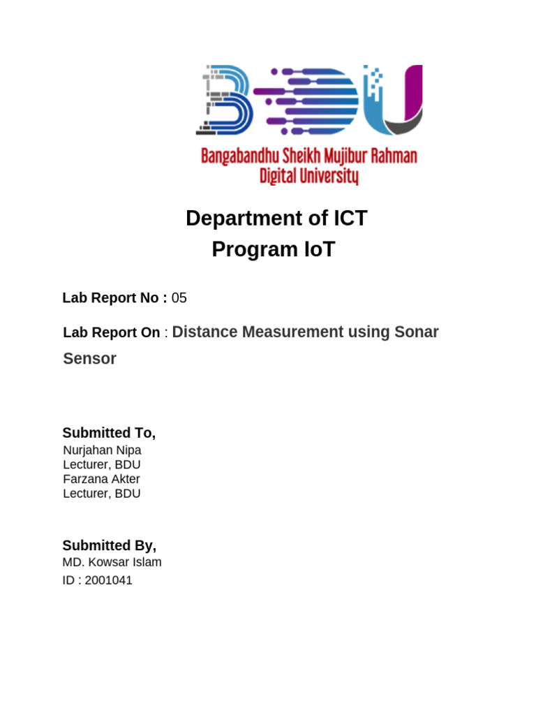 Robotics Lab - 05 - 2001041 Sonar Sensor | PDF