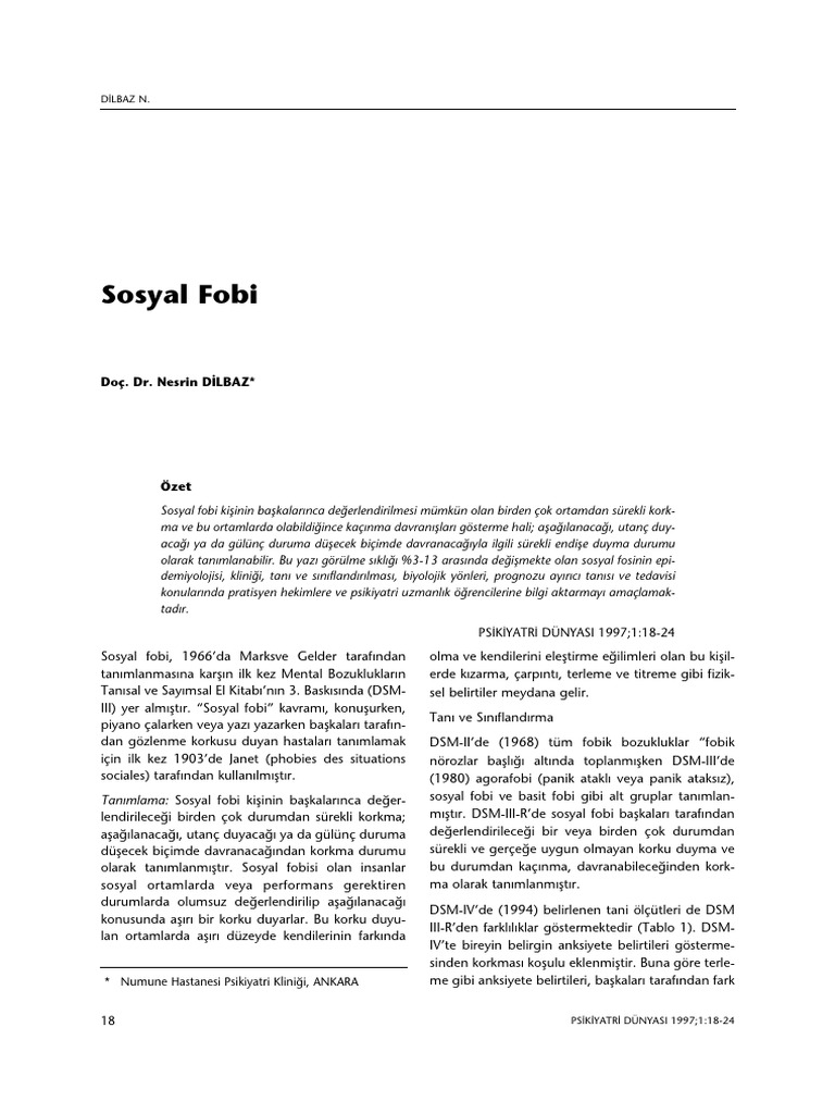 Sosyal Fobi | PDF