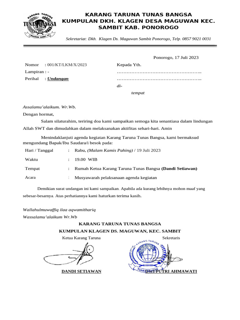 Undangan Musyawarah | PDF