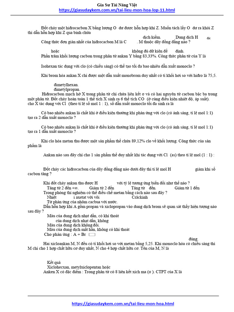 Trac Nghiem Ly Thuyet Hoa Huu Co 6 | PDF