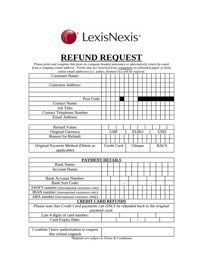Customer Refund Request Form Updated | PDF