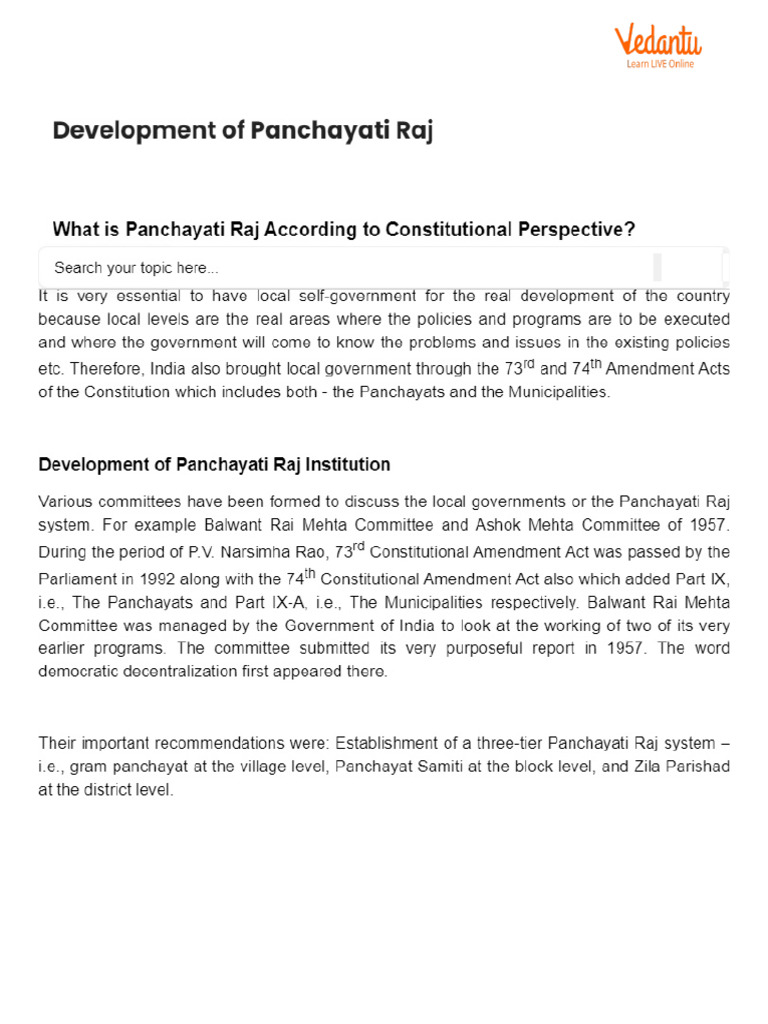 Development of Panchayati Raj | PDF