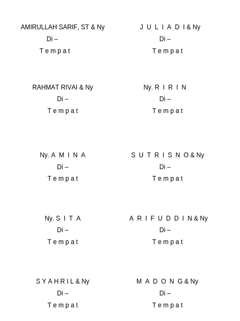 Format Label Undangan Pernikahan | PDF