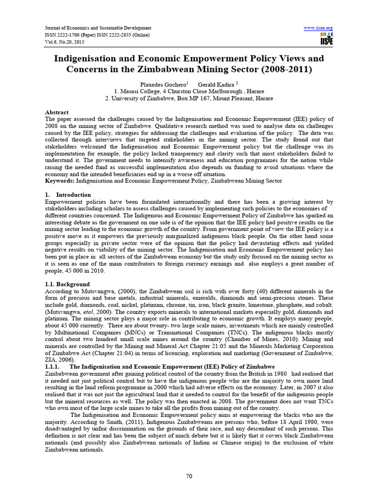 Indigenisation and Economic Empowerment | PDF | Empowerment | Social ...