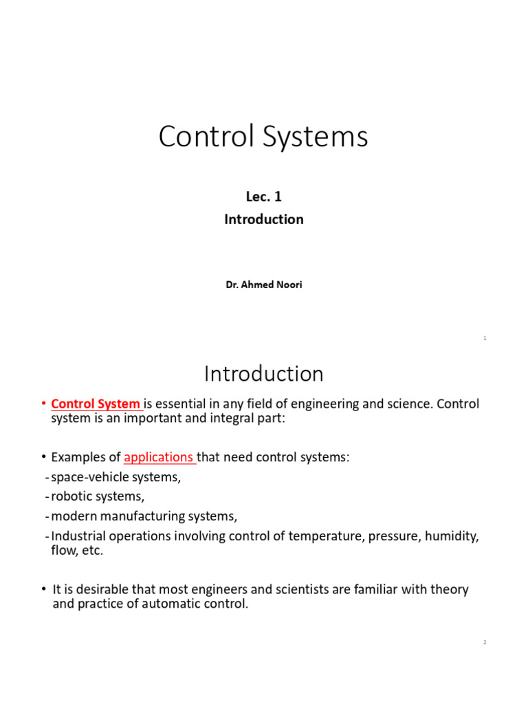 Control Lec 1 | PDF